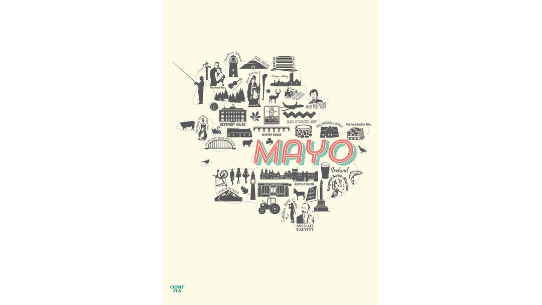 Mayo Icon Print: A Detailed Graphic Study Depicting the County's Many ...