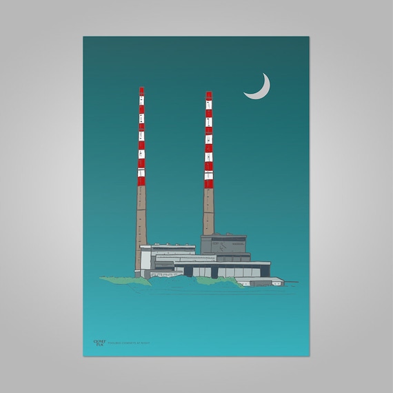 Poolbeg Chimneys at Night. Stylish and Graphic Made in | Etsy