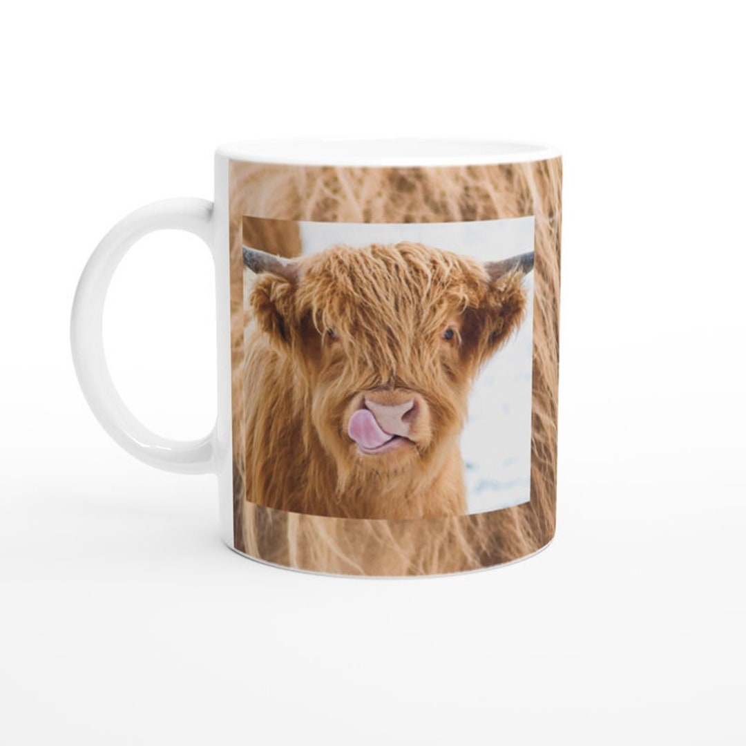 Highland Cattle 'licky Cow' Individually Printed China Mug. Ideal ...