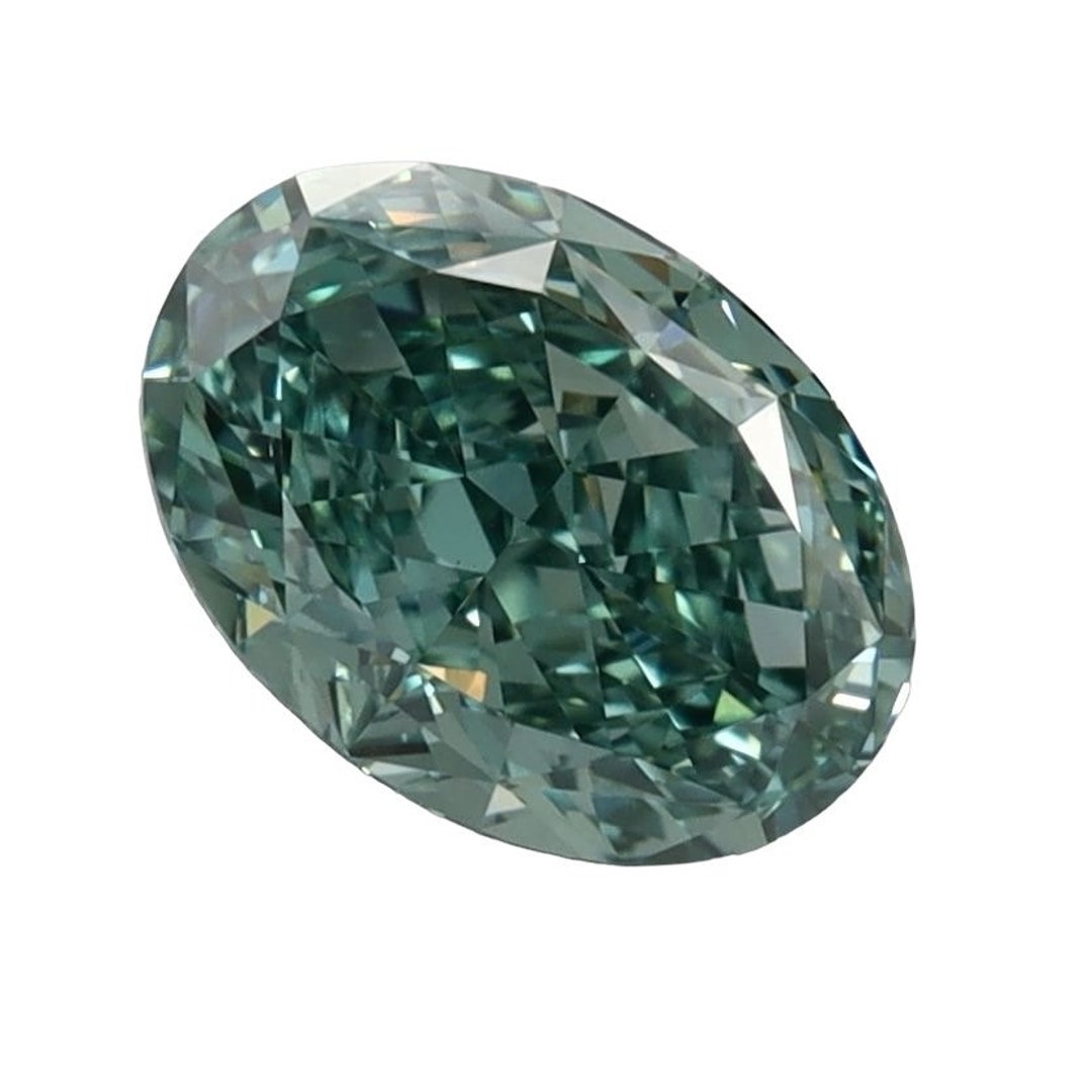 1.07 Carat Fancy Vivid Green Blue Diamond, RARE Oval Green-blue Color ...