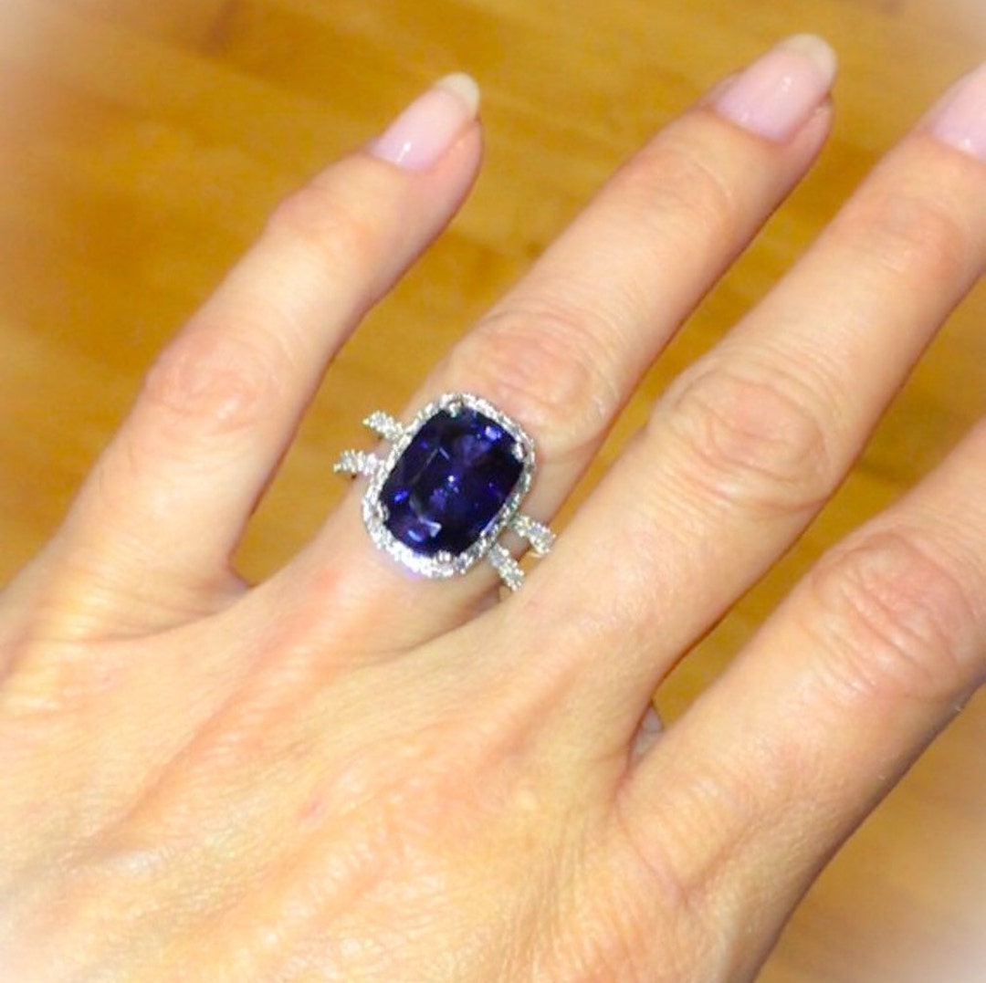 Cushion Cut Sapphire Engagement Ring Amazing Blue Sapphire - Etsy