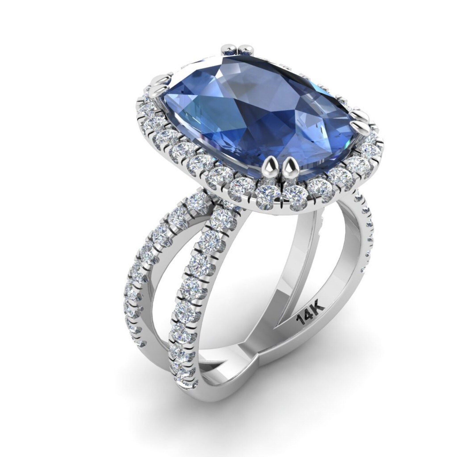 Cushion Cut Sapphire Engagement Ring Amazing Blue Sapphire - Etsy