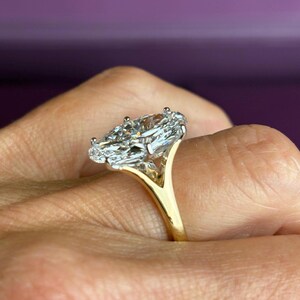 4 Carat RARE Moval Lab Diamond Engagement Ring: 18k Two-tone Gold ...
