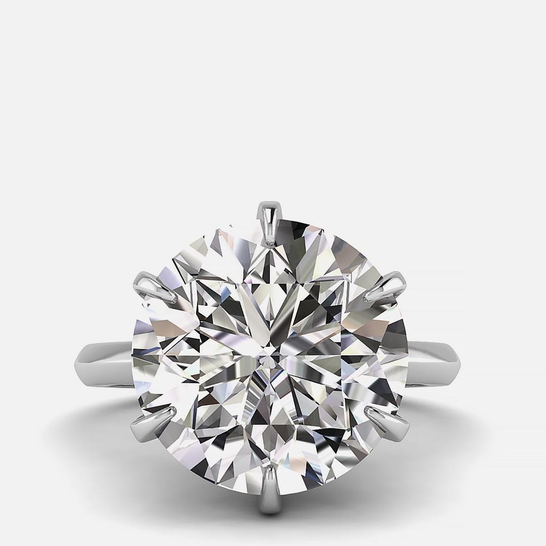 5 Carat Lab Grown Diamond Ring: Platinum 6-prong Knife Edge Solitaire ...