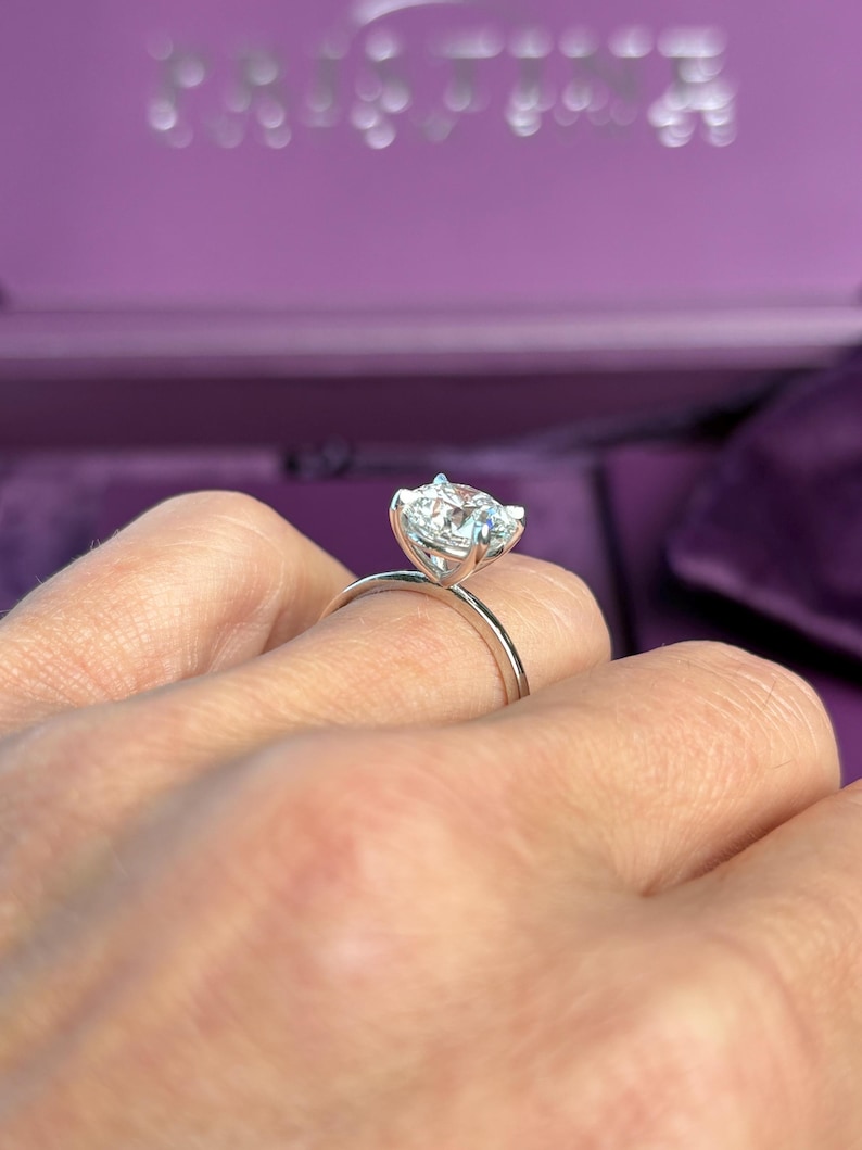 3 Carat Round Lab Grown Diamond Solitaire Engagement Ring: Platinum ...