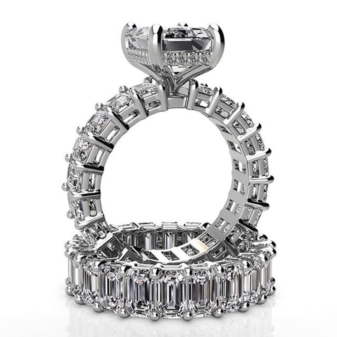 Emerald Cut Eternity Engagement Ring Matching Band or Right - Etsy