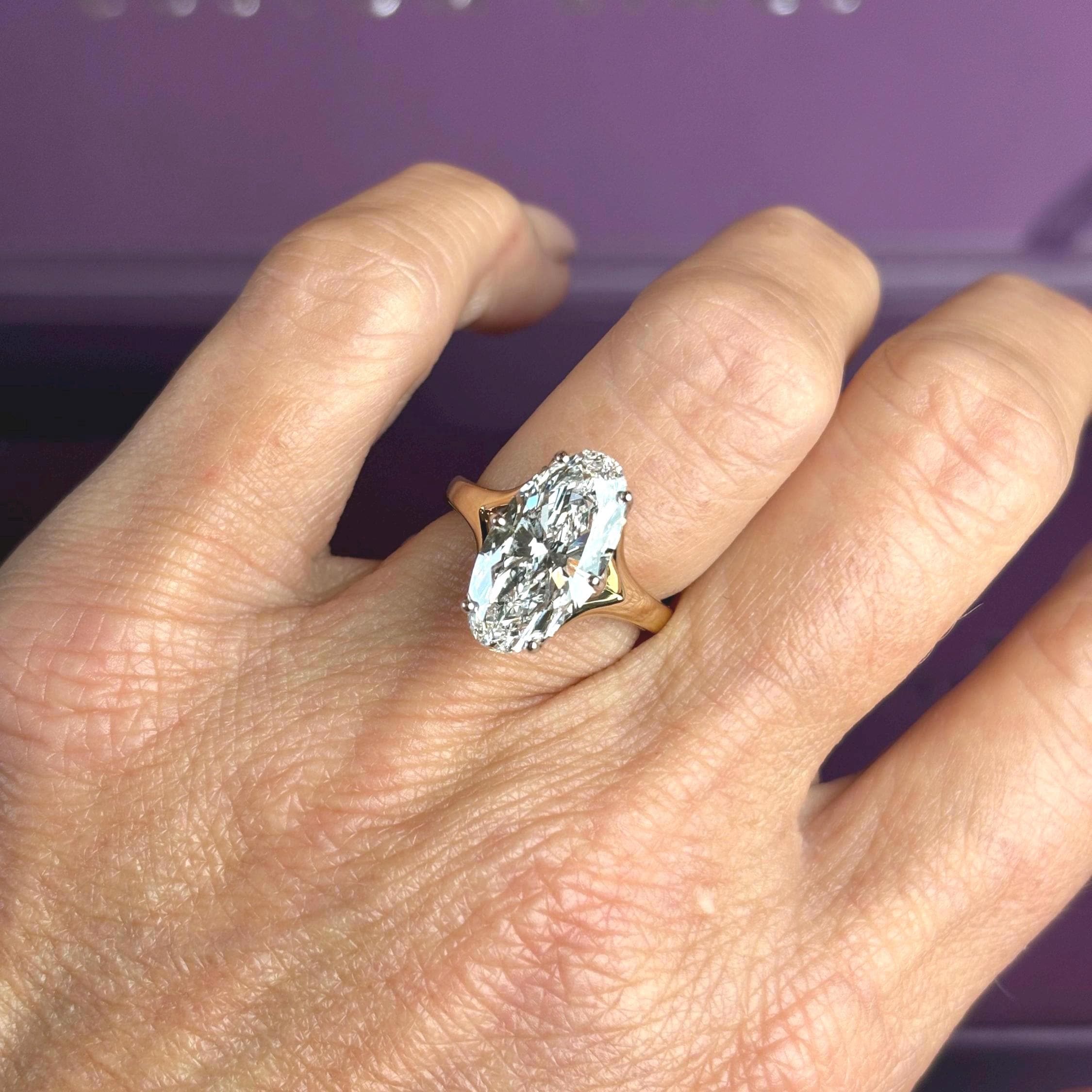 3.50 Carat RARE Moval Lab Diamond Engagement Ring: 18k Two-tone Gold ...