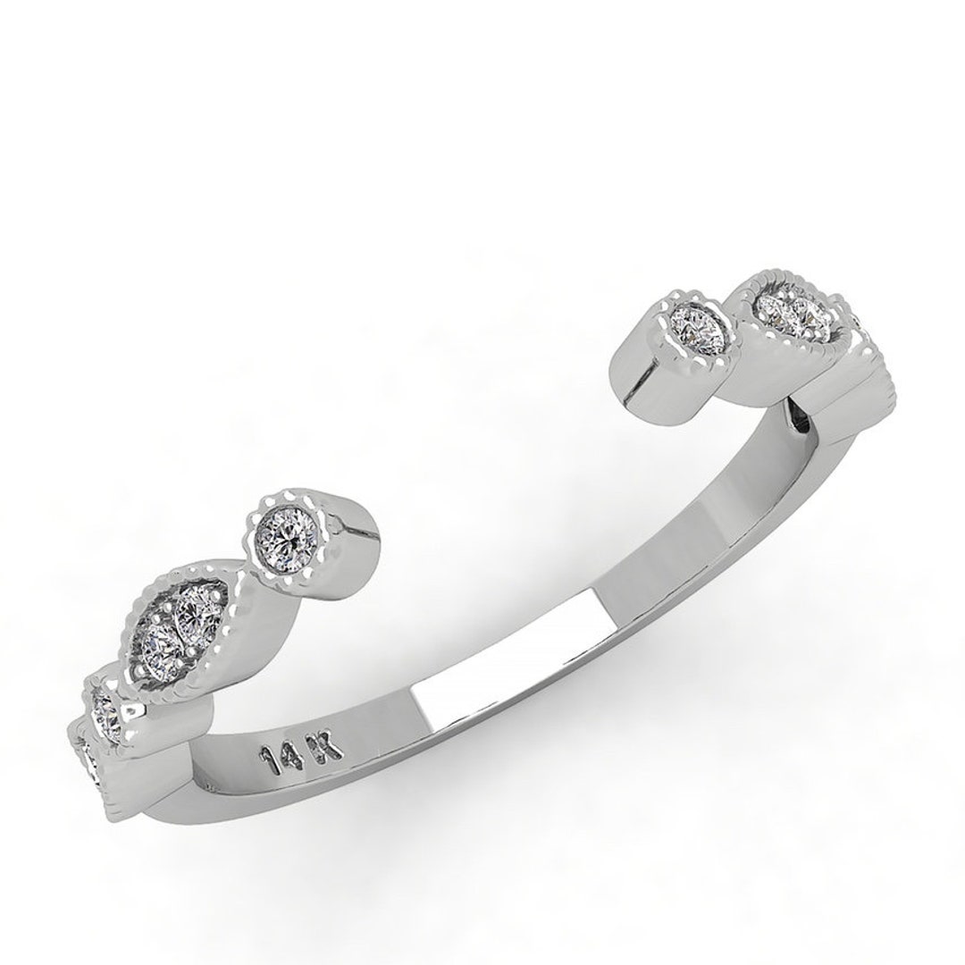 Vintage Style Wedding Band, Interlocking Unique Stacking Bands, Open ...