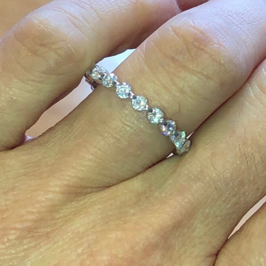 Round Diamond Bubble Band Eternity Stacking Bands 10 Year Anniversary ...