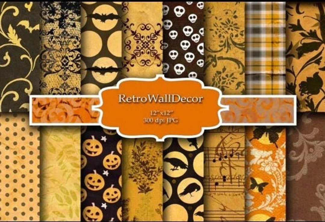 Vintage Halloween Digital Paper Bundle Vintage Halloween Scrapbook ...