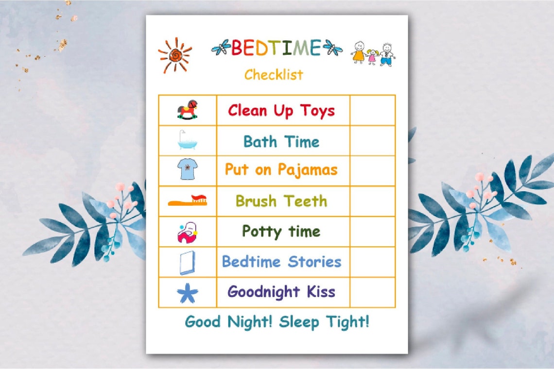 Kid Routine Chart Checklist Morning Checklist Bedtime Checklist Kids ...