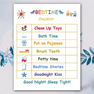 Kid Routine Chart Checklist Morning Checklist Bedtime Checklist Kids ...