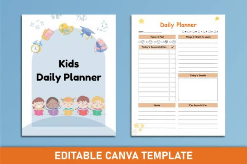 Kids Daily Planner Editable Kids Daily Planner Canva Interior School ...