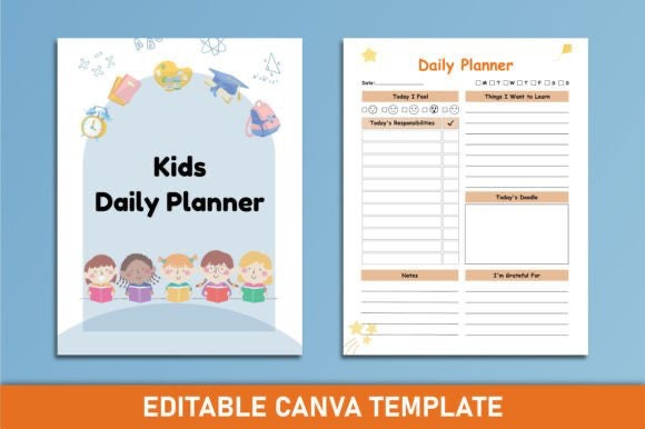 Kids Daily Planner Editable Kids Daily Planner Canva Interior School ...