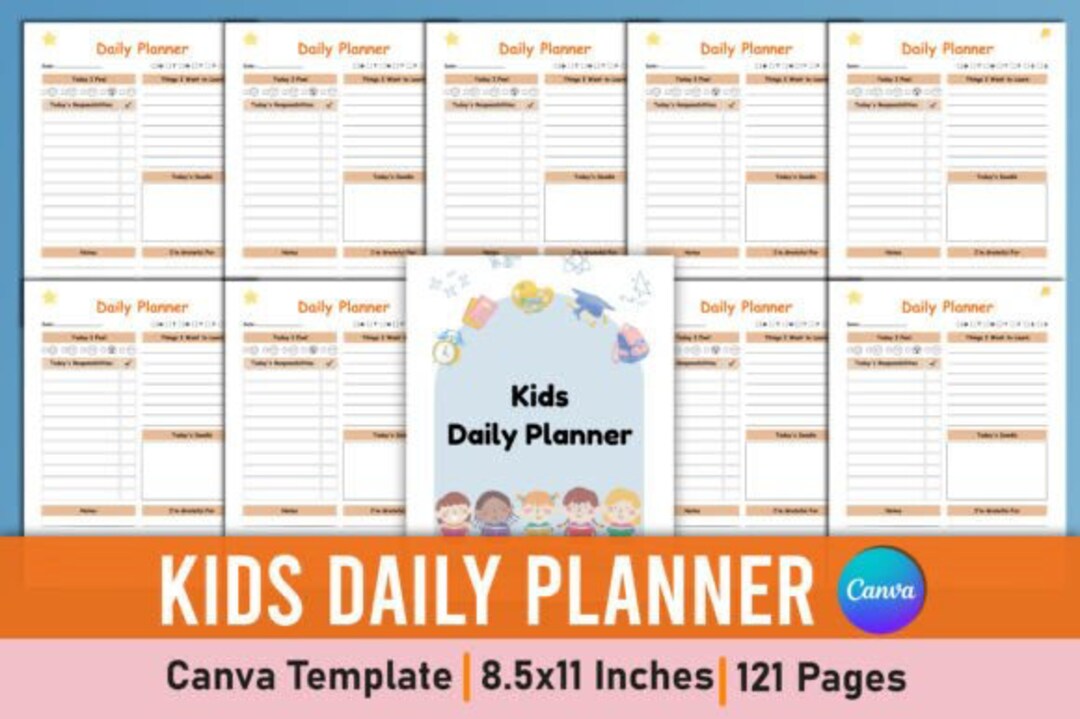 Kids Daily Planner Editable Kids Daily Planner Canva Interior School ...