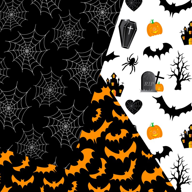 Haunted Halloween Digital Paper Bundle Halloween Background Spooky ...