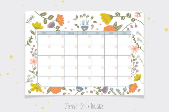 Floral Monthly Calendar Printable, Blank Template (PDF) - Etsy