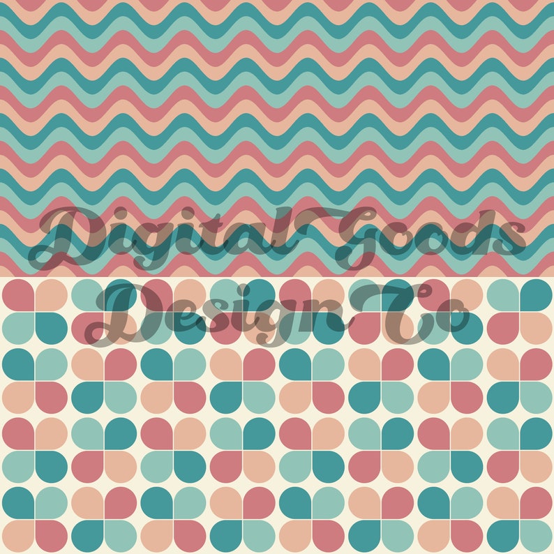 Retro Colors Instant Digital Download Paper Bundle, Printable Paper ...