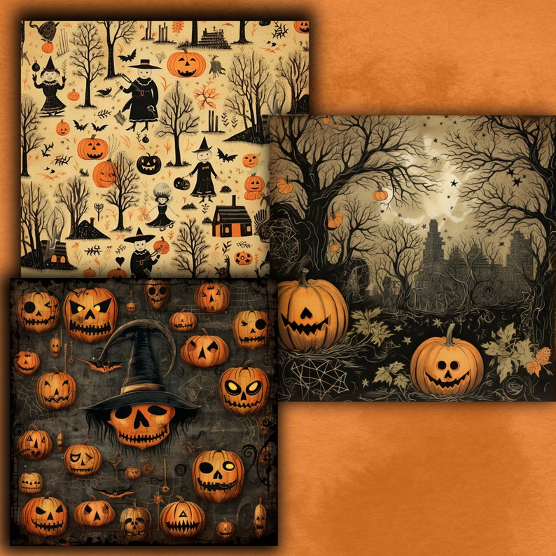 Vintage Creepy Halloween Digital Paper Gothic Halloween Gothic - Etsy