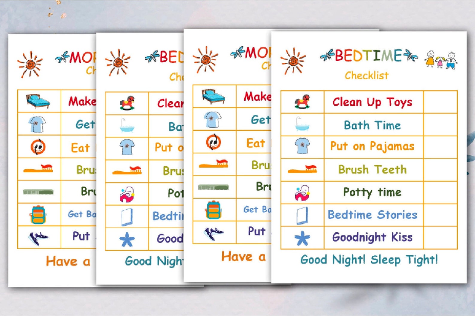 Kid Routine Chart Checklist Morning Checklist Bedtime Checklist Kids ...