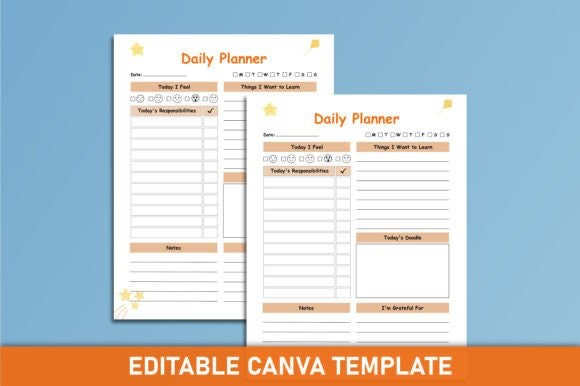 Kids Daily Planner Editable Kids Daily Planner Canva Interior School ...