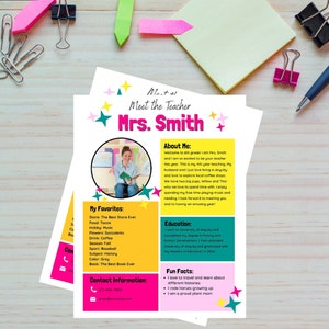 Meet the Teacher All About Me Teacher Digital Printable Editable ...
