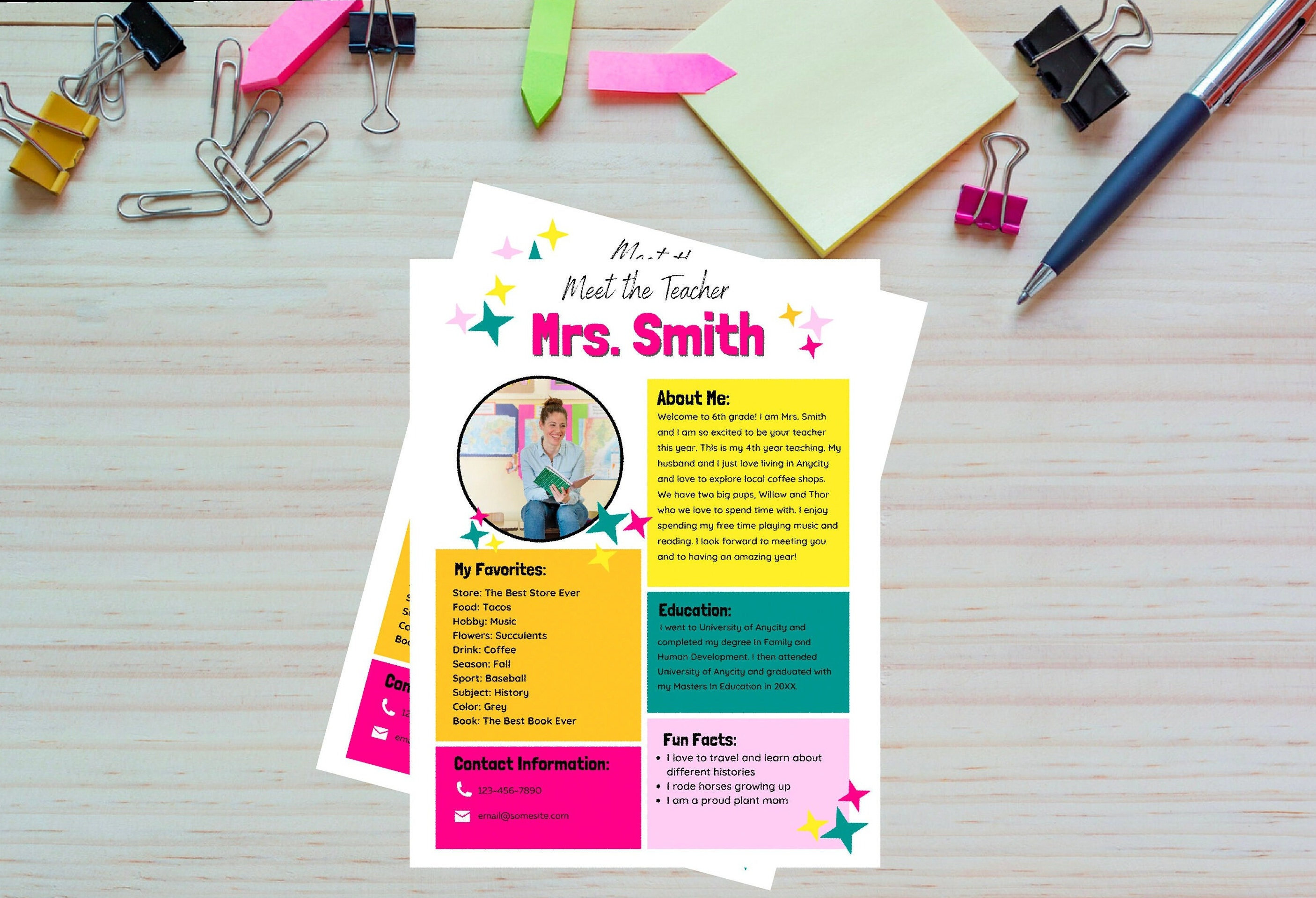 Meet the Teacher All About Me Teacher Digital Printable Editable ...
