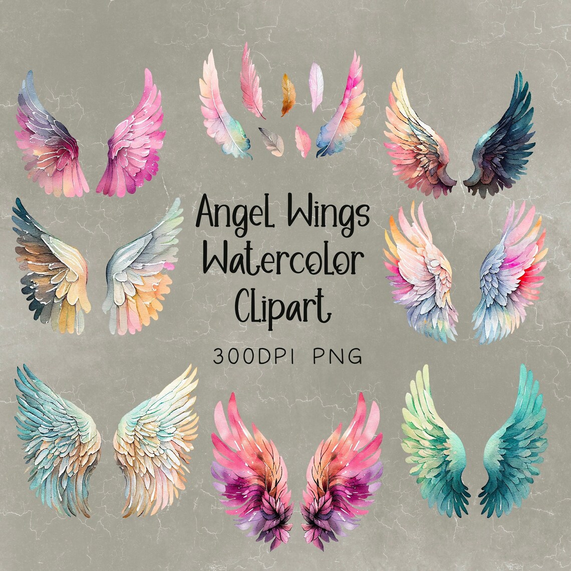 Angel Wings Clipart Watercolor Art Angel Wings Card Making Clipart ...