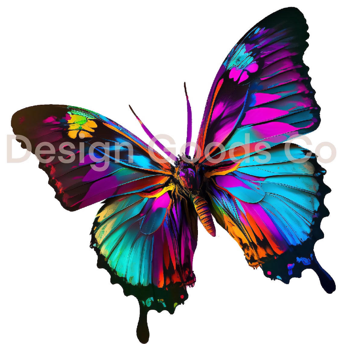 PNG Butterflies Clipart Neon Clipart Digital Download Colorful ...