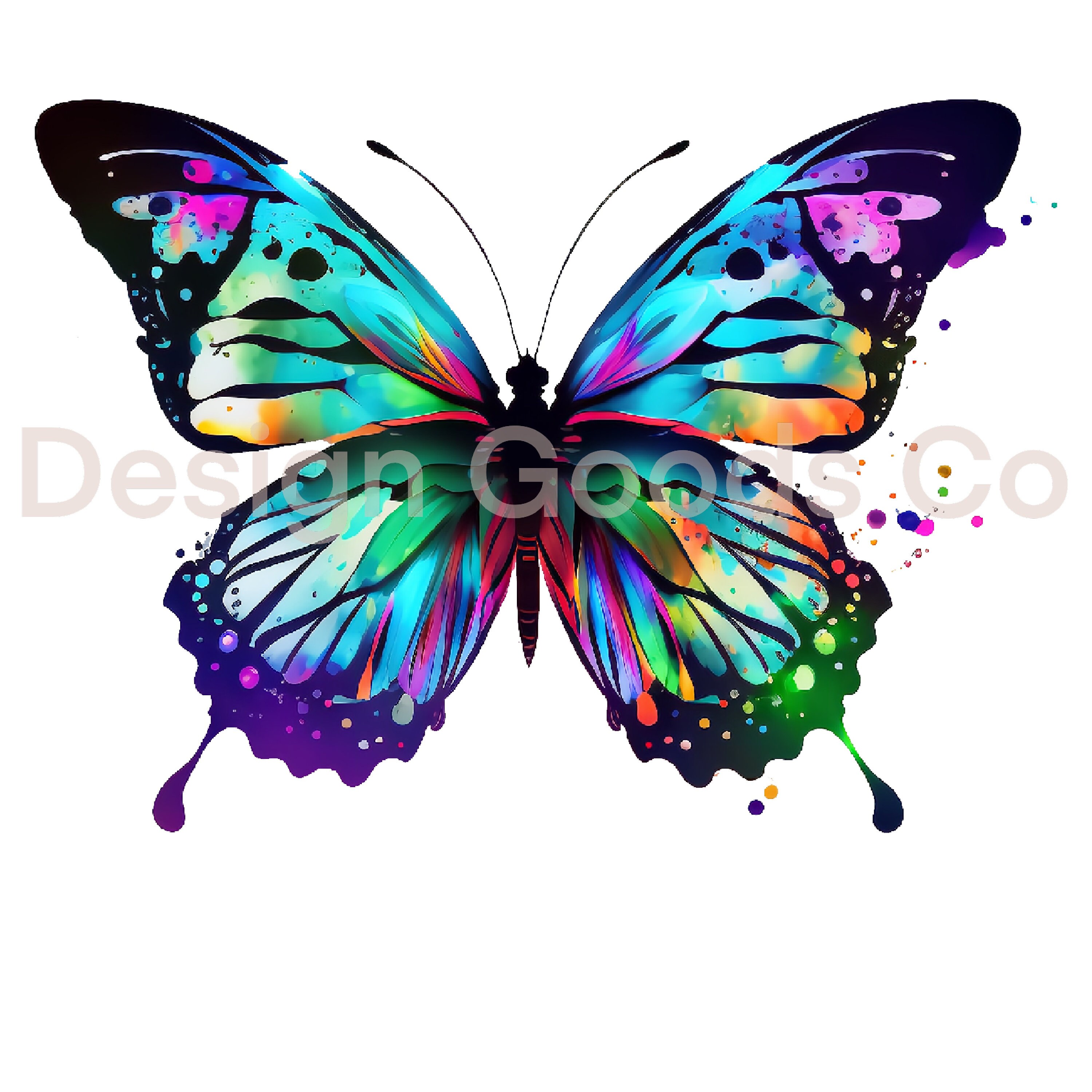 PNG Butterflies Clipart Neon Clipart Digital Download Colorful ...