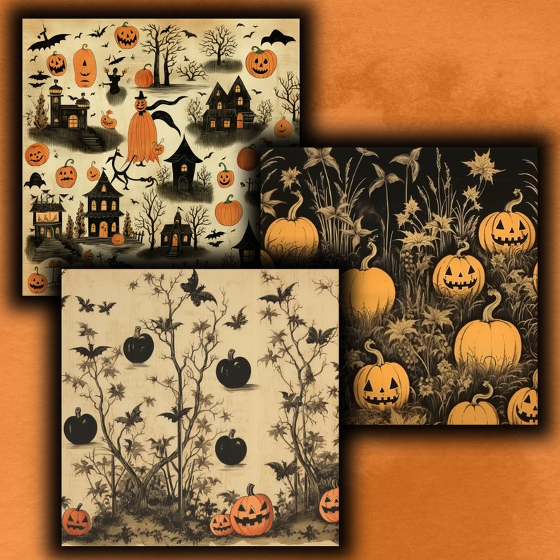 Vintage Creepy Halloween Digital Paper Gothic Halloween Gothic - Etsy