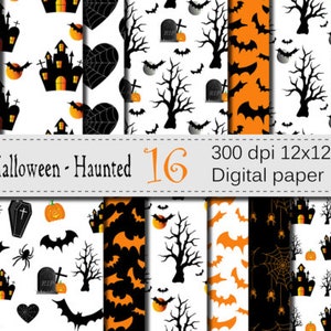 Haunted Halloween Digital Paper Bundle Halloween Background Spooky ...