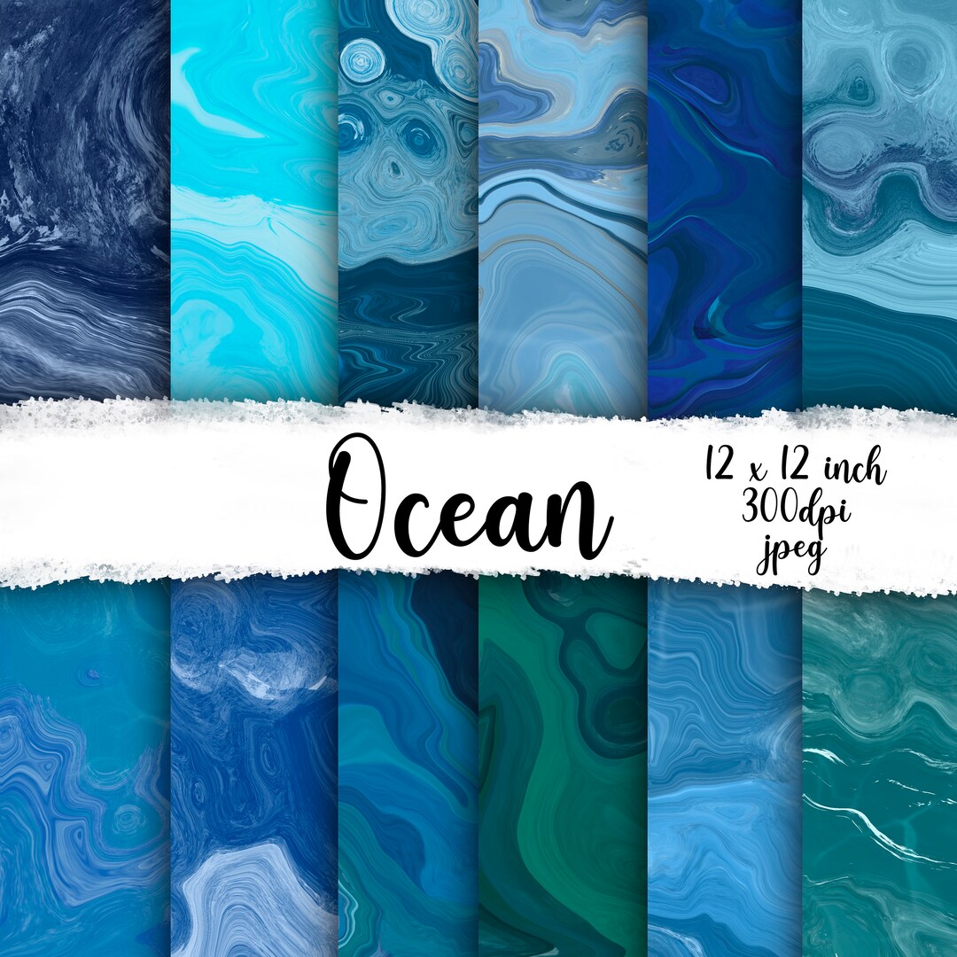 Ocean Blues Digital Paper, Scrapbooking, Commercial Use (JPG, 12x12 ...