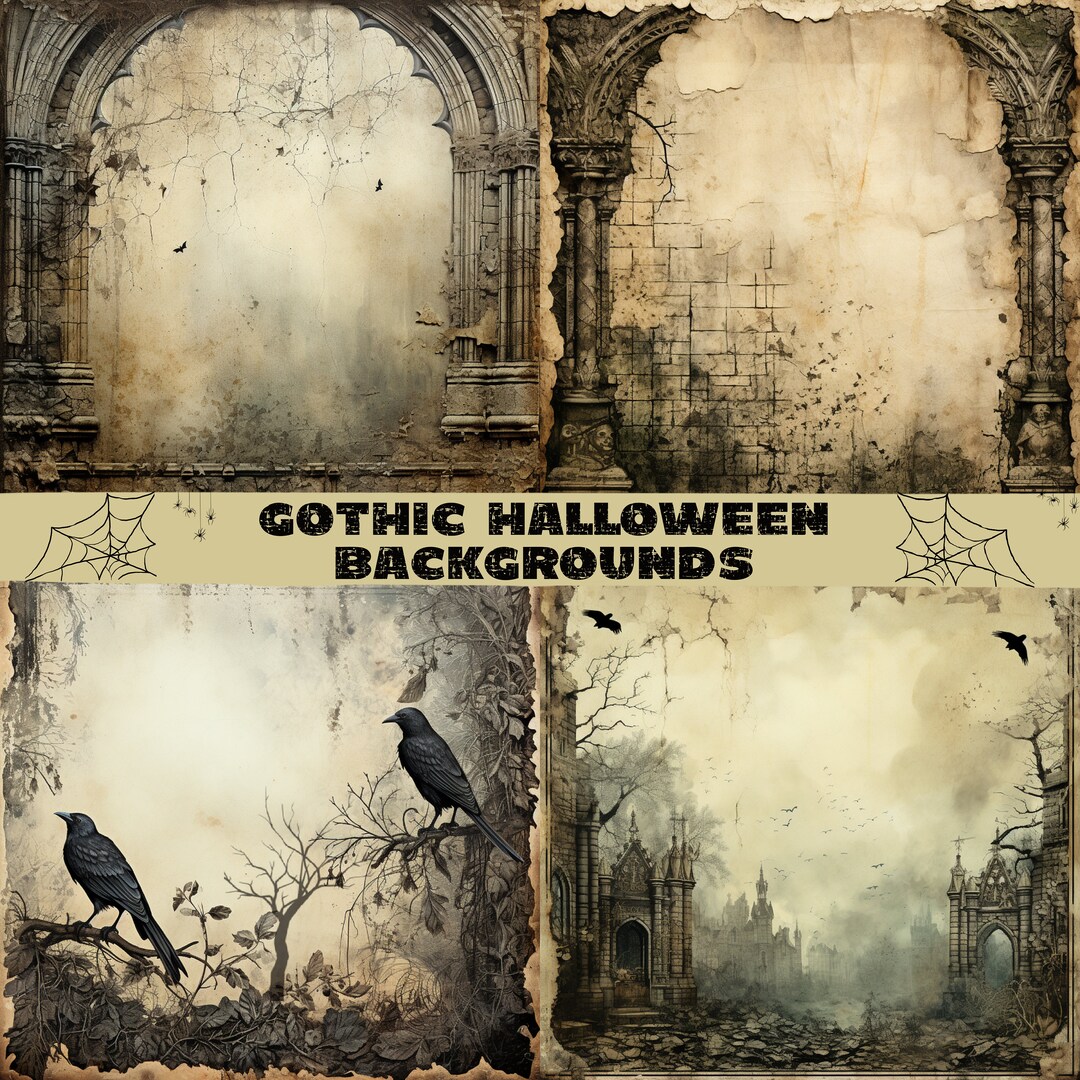 Halloween PNG Gothic Backgrounds Digital Paper Scrapbook Junk Journal ...