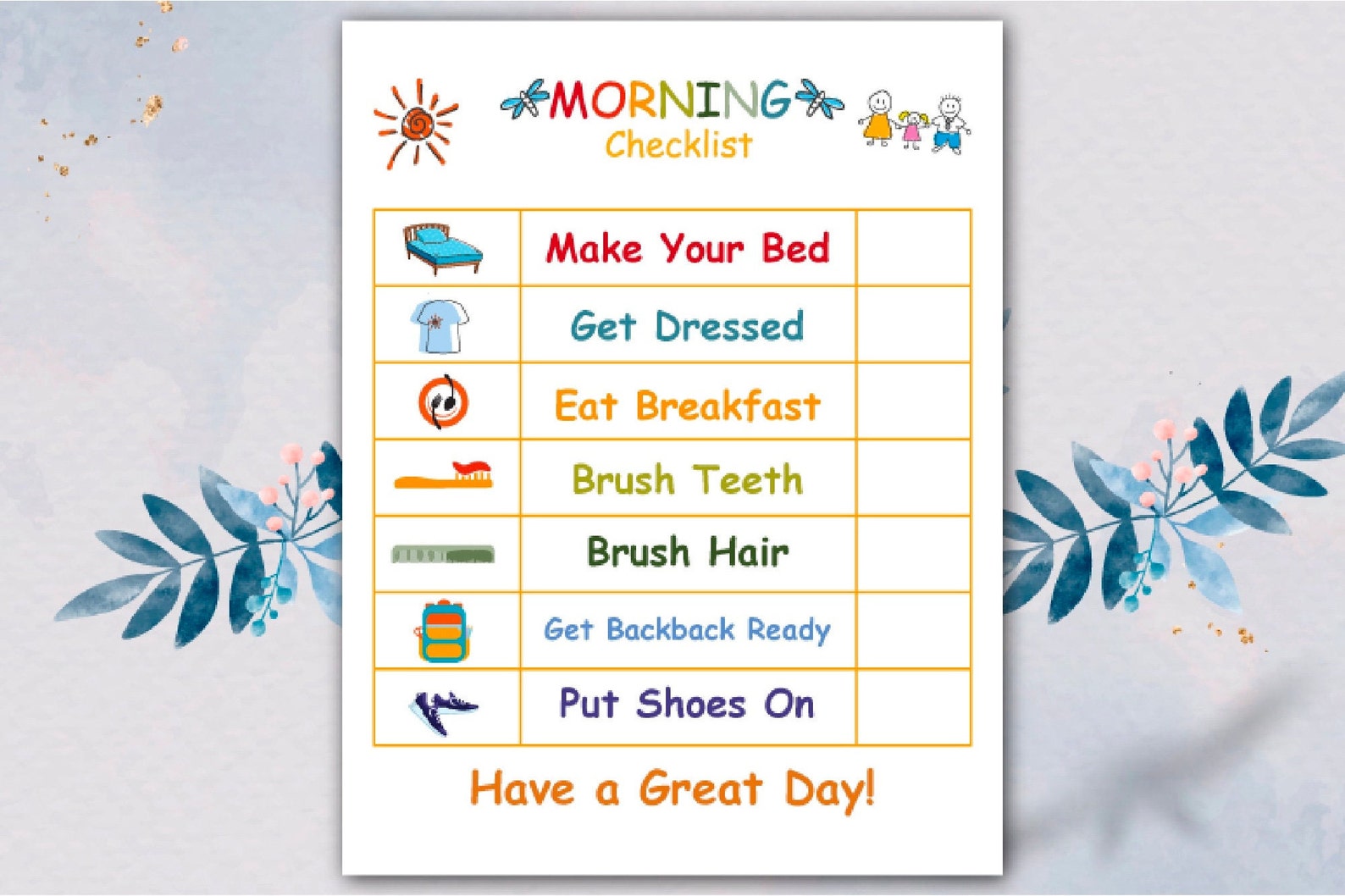 Kid Routine Chart Checklist Morning Checklist Bedtime Checklist Kids ...