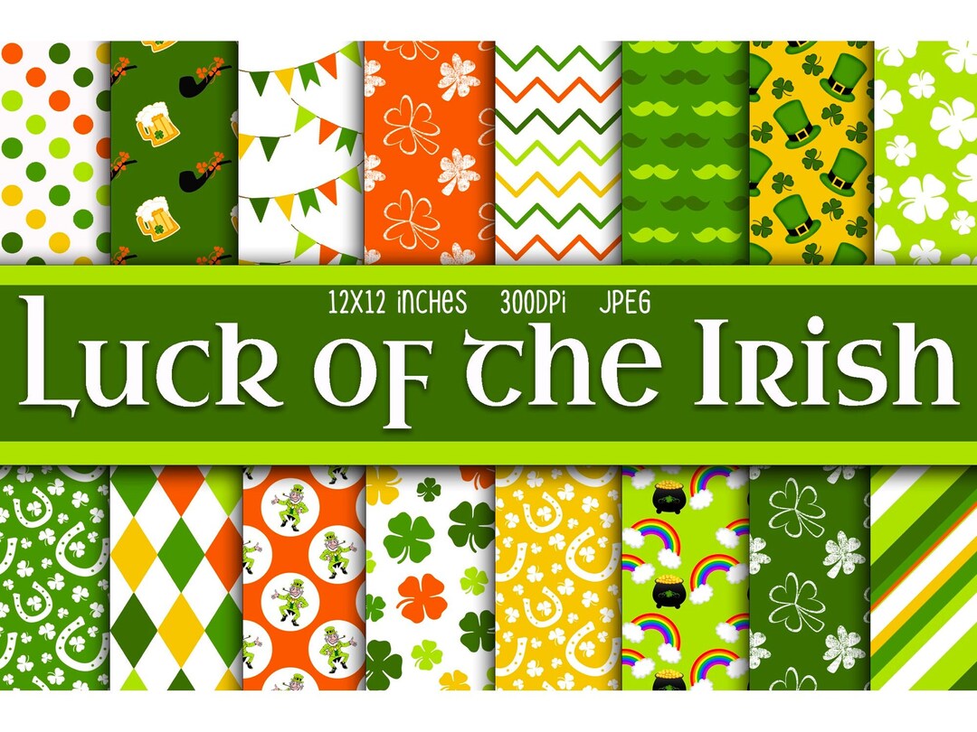 St Patrick’s Day Luck of the Irish Digital Paper, Scrapbooking, Card ...