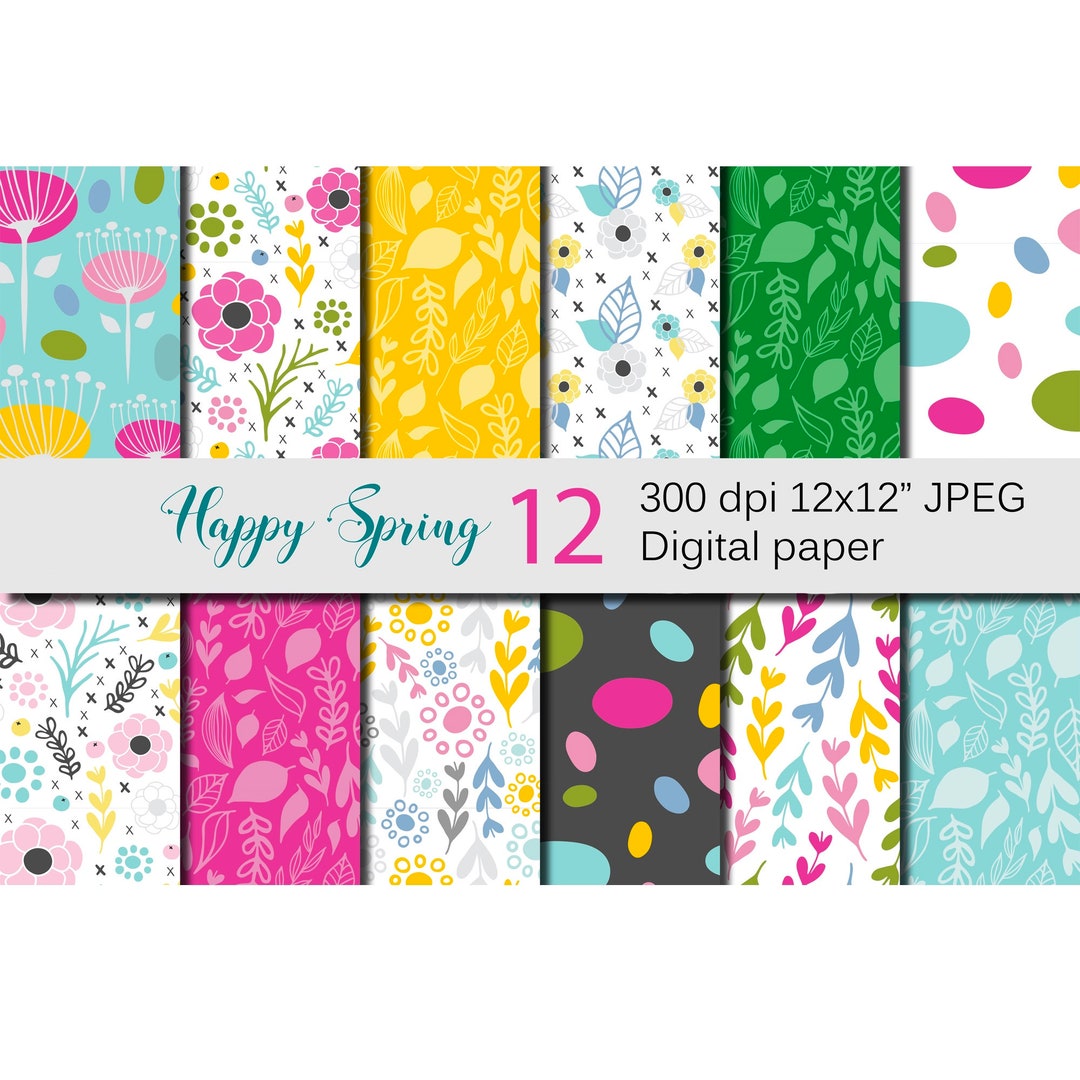 Spring Flowers Digital Paper Bundle Download, Scrapbooking, Craft ...
