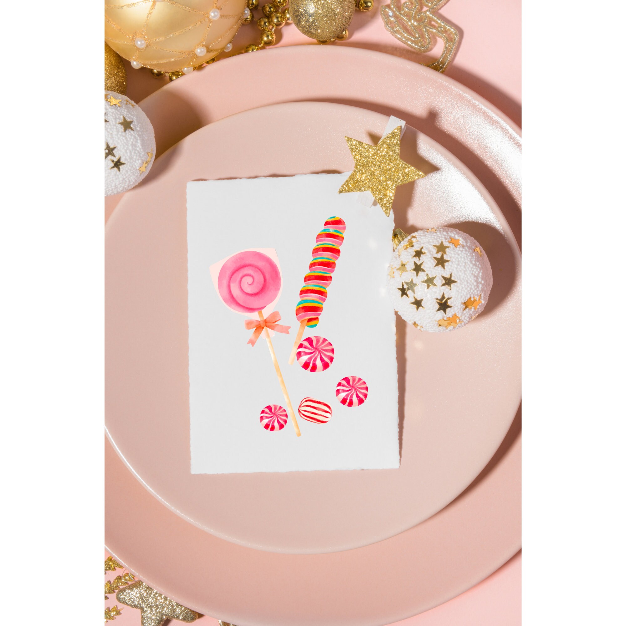 Watercolor Christmas Candy Digital Clipart Holiday Sweets Clipart ...