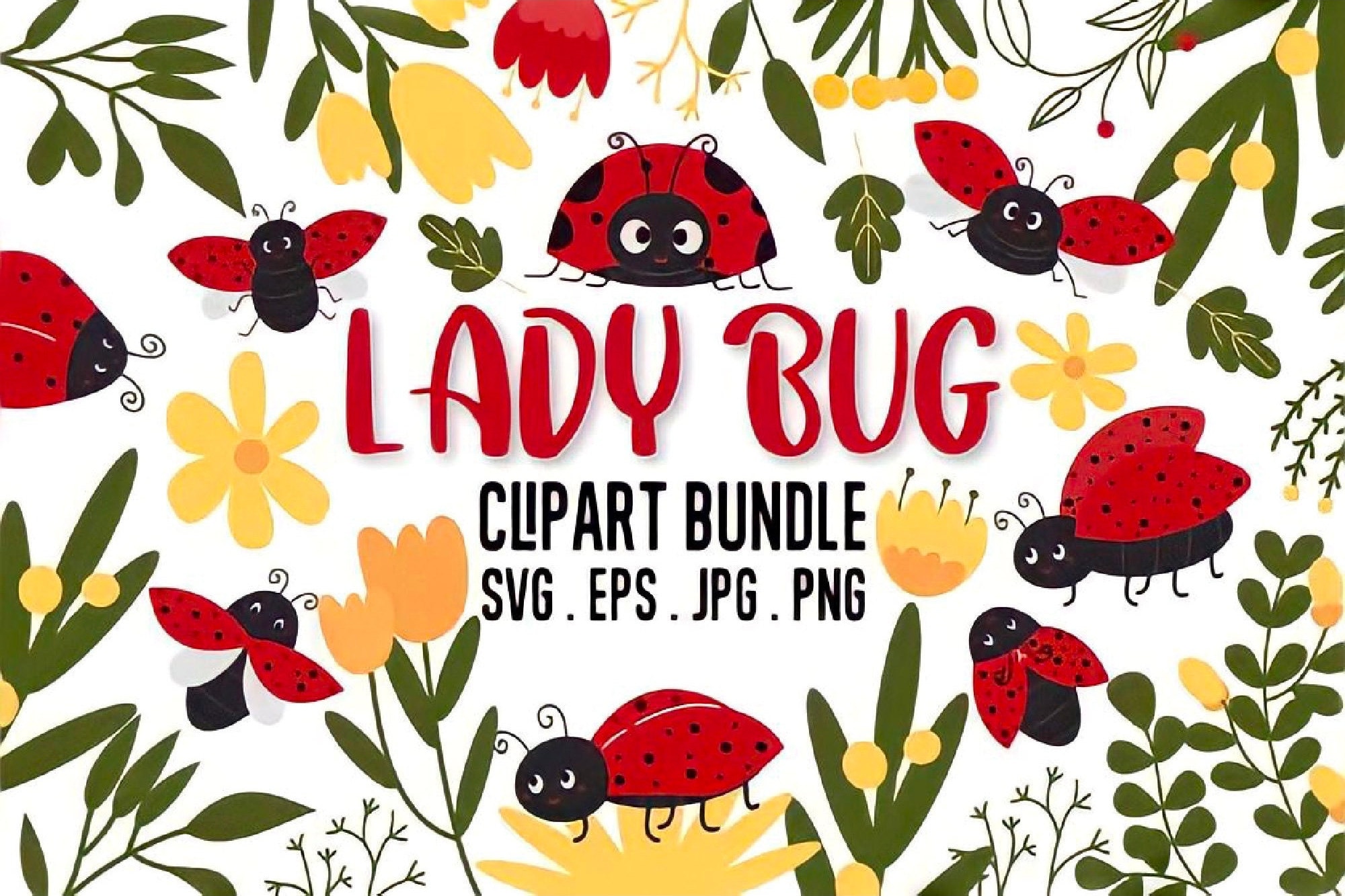 Ladybug Clipart Bundle, Digital Download, Lady Bug Projects, Lady Bug ...