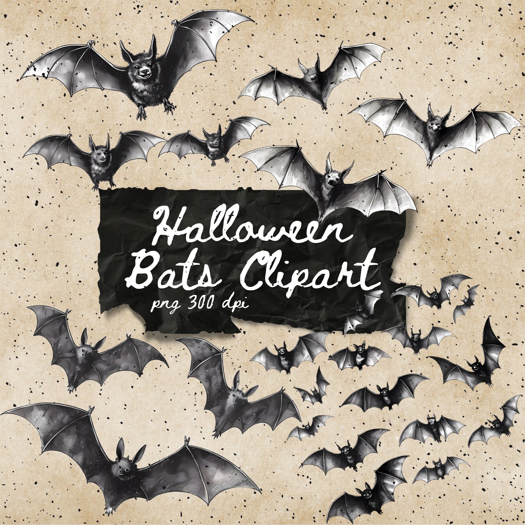 Halloween Bats Clipart PNG Halloween PNG Halloween Digital Bundle ...