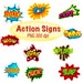 Action Signs Digital Clipart Instant Download Action Sign Clipart POW ...