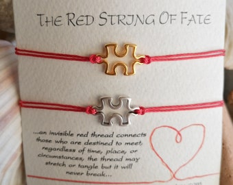 Four Leaf Clover Red String of Fate Bracelets Couple | Etsy