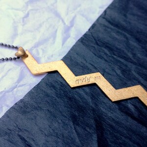 Elegant Zig Zag Silver Long Pendant, Vermeil Pendant, Dainty Wave ...