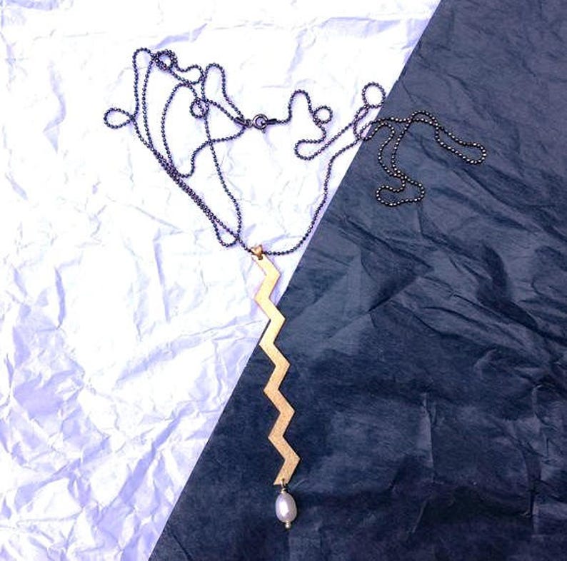 Elegant Zig Zag Silver Long Pendant Vermeil Pendant Dainty - Etsy