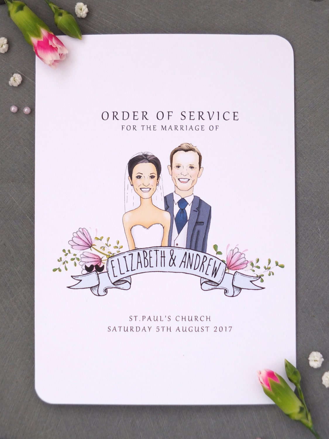 Caricature Wedding Order of Service Sample - Etsy UK