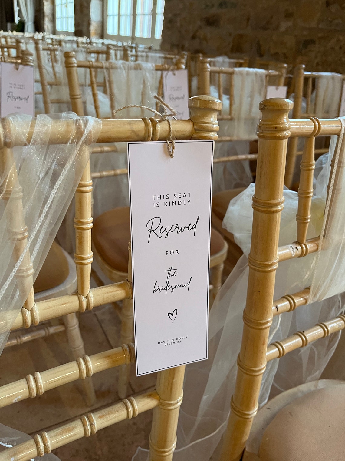 Personalised Wedding Reserved Seating Tag: Minimalist Ceremony Sign - Etsy