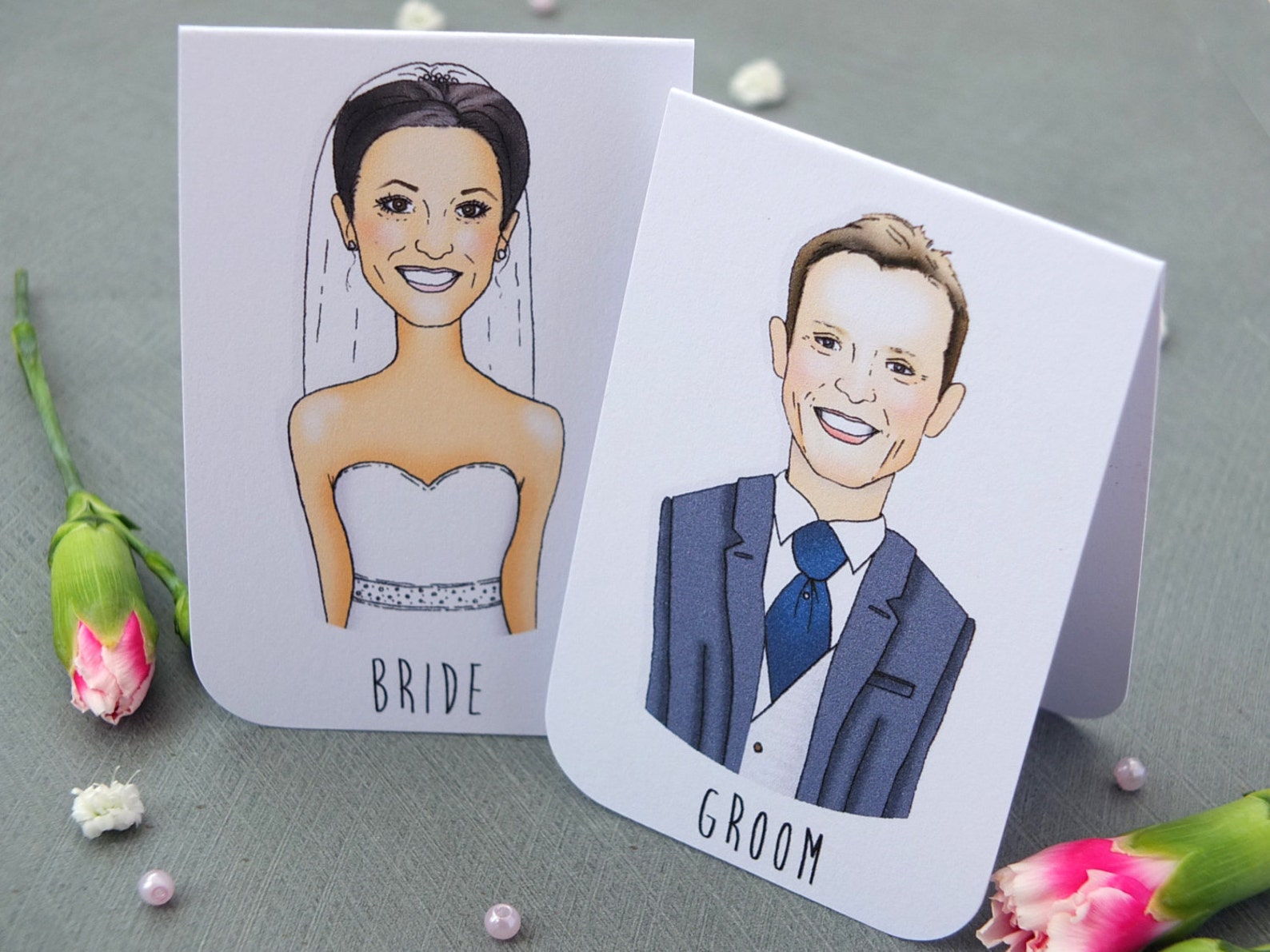 Custom Caricature Place Cards Personalised Portrait | Etsy UK