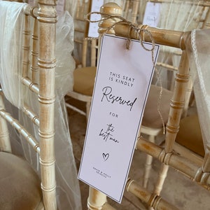 Minimalist Wedding Reserved Tag | Wedding Reserved Seat Sign | Wedding ...