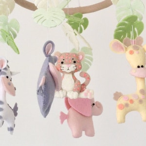 Safari Baby Mobile: Handmade Felt Animals, Rainbow Nursery Decor - Etsy