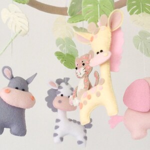 Safari Baby Mobile: Handmade Felt Animals, Rainbow Nursery Decor - Etsy